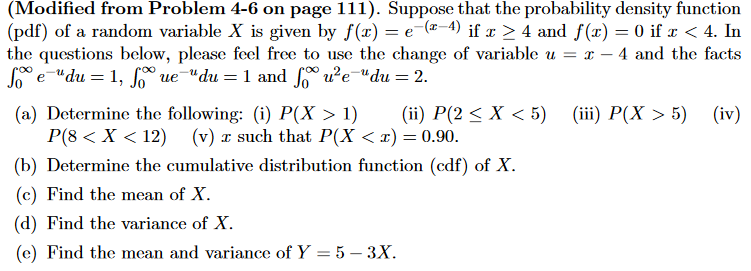 Solved Suppose that the probability density function(pdf) of | Chegg.com