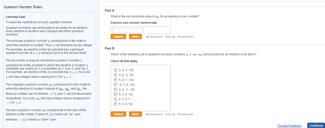 Solved To learn the restrictions on each quantum number. | Chegg.com