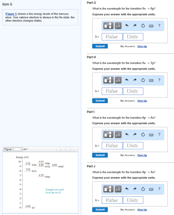 Solved Shows a few energy levels of the mercury atom. One | Chegg.com