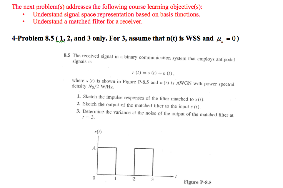 The Received Signal In A Binary Communication System 