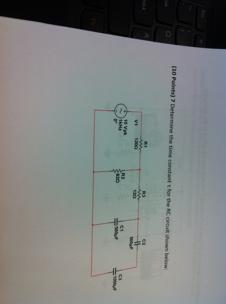 Solved Determine the time constant tau for the RC circuit | Chegg.com