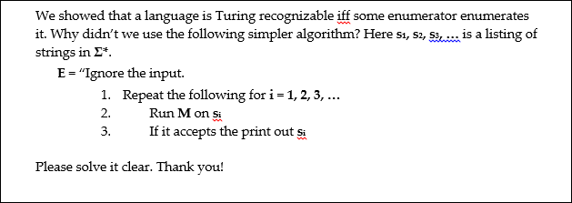 Solved We showed that a language is Turing recognizable iff | Chegg.com