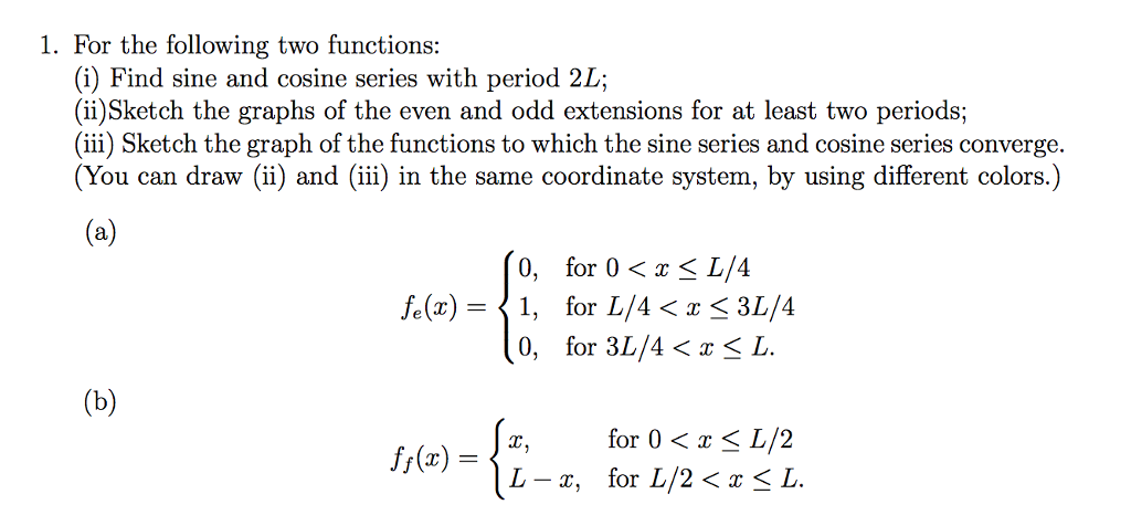 Solved For the following two functions: Find sine and | Chegg.com