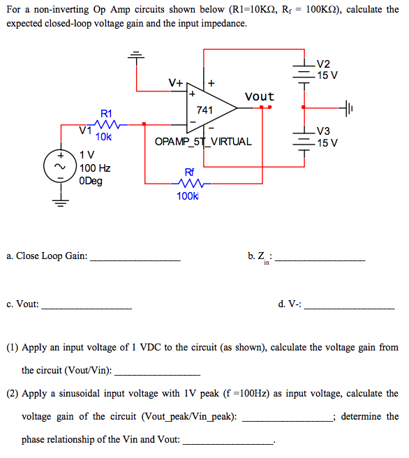 Solved For A Non Inverting Op Amp Circuits Shown Below R1 