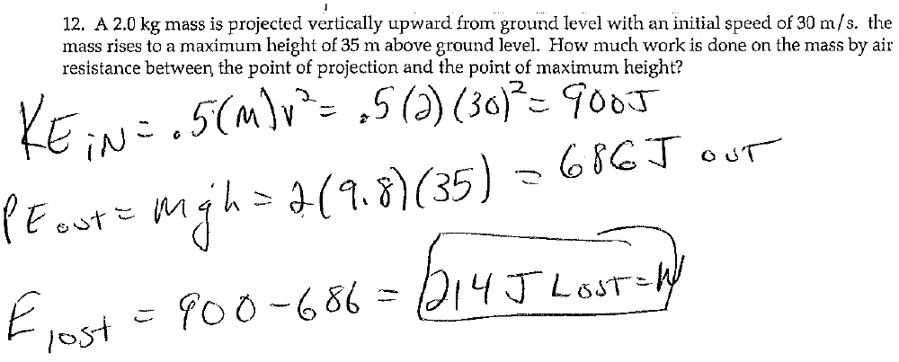 Solved A 2.0 kg mass is projected vertically upward from | Chegg.com