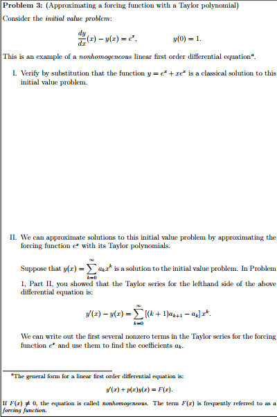 Solved Problem 3: (Approximating a forcing function with a | Chegg.com