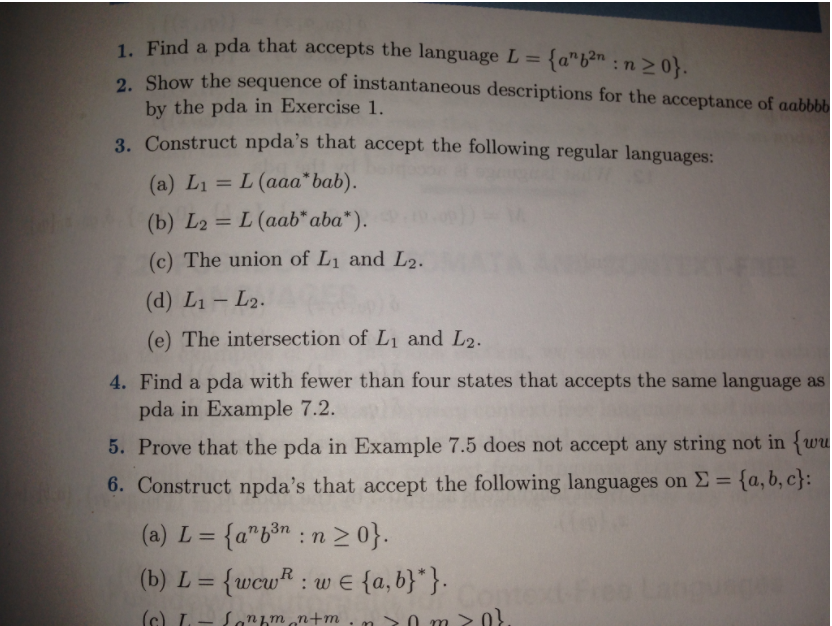 1 Find A Pda That Accepts The Language L Anb2 