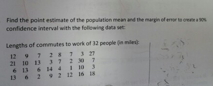 Solved Find the point estimate of the population mean and | Chegg.com