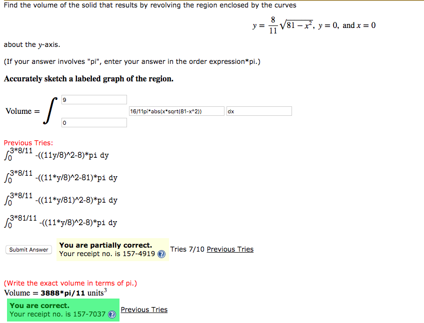 Solved Find the volume of the solid that results by | Chegg.com
