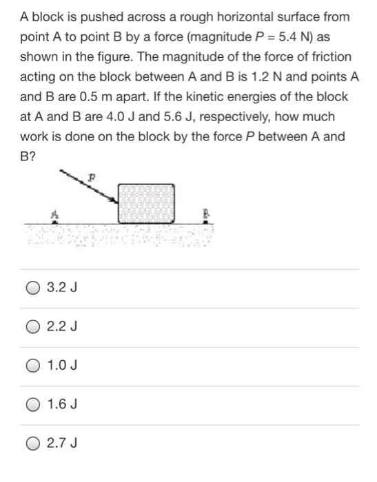 Solved A block is pushed across a rough horizontal surface | Chegg.com