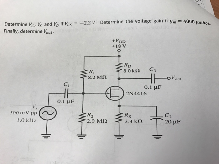 determine vg, vs and vd if vgs =-2.2v. determine the | Chegg.com