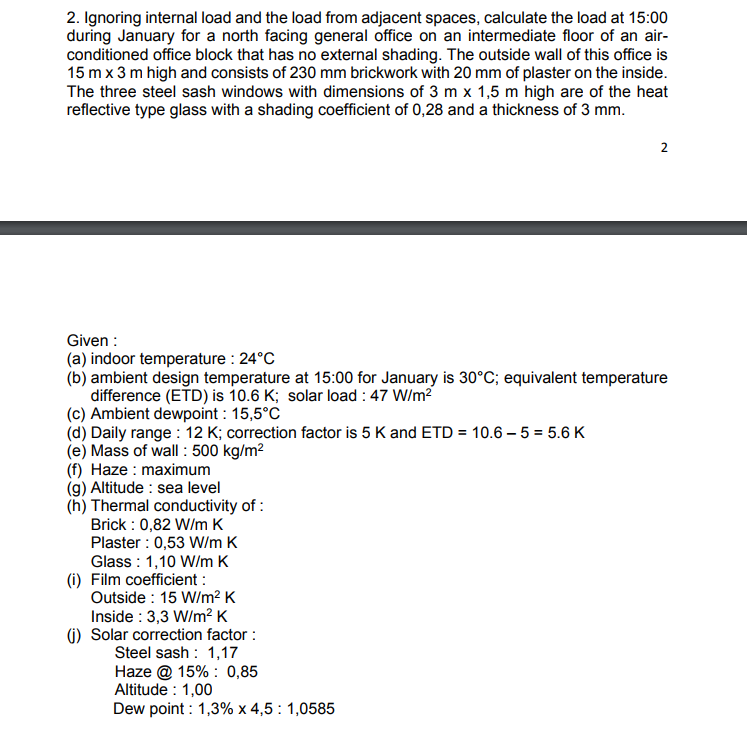 2. Ignoring internal load and the load from adjacent | Chegg.com