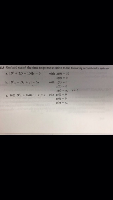 Solved E.5 Find and sketch the time response solution to the | Chegg.com