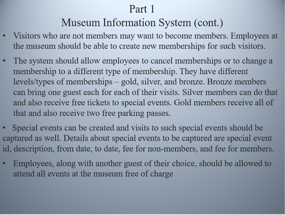 Solved Part 1 - Instructions For the Museum Information | Chegg.com