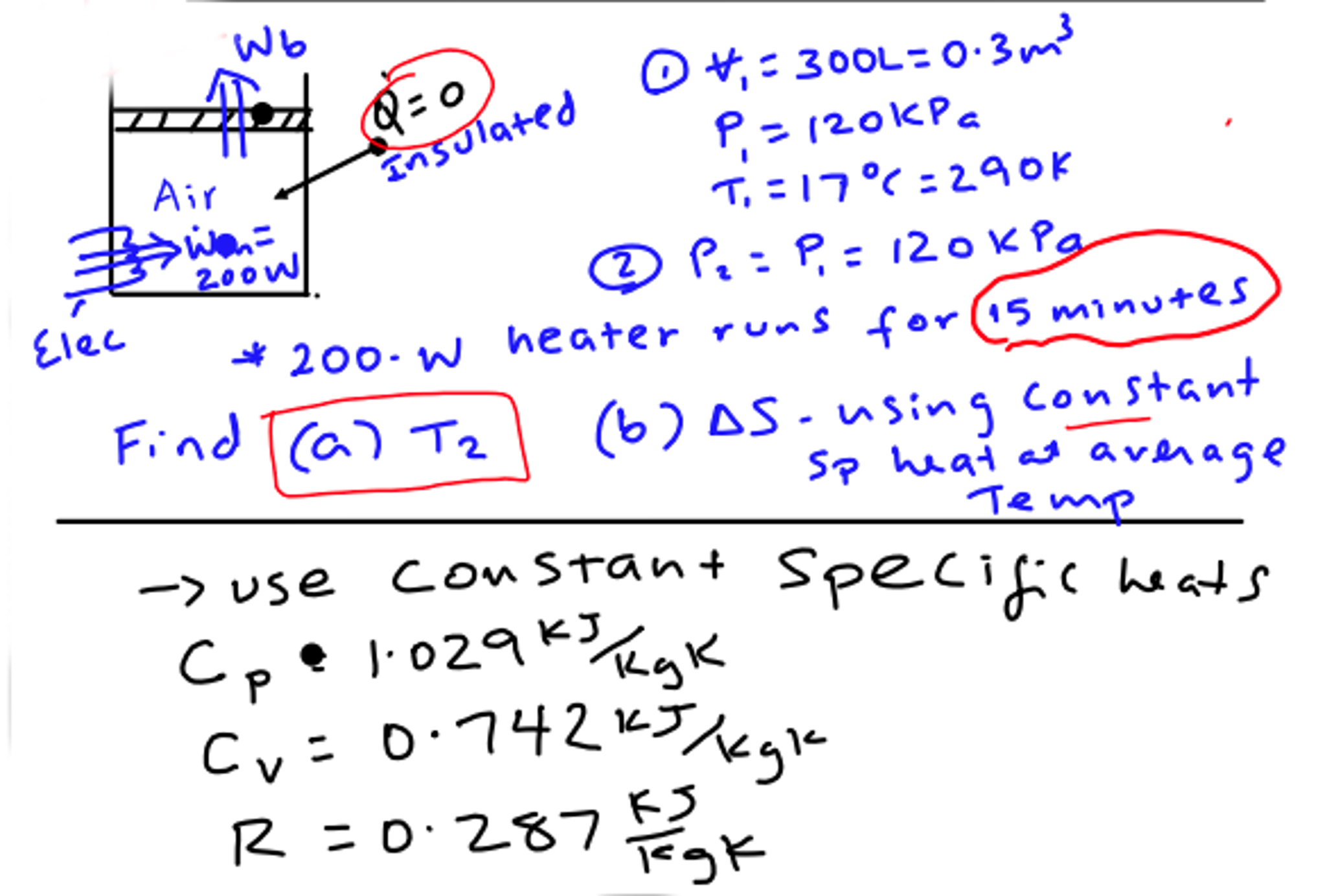 Solved Use Constant Specific Heats C p 1 029 KJ kgk C v Chegg