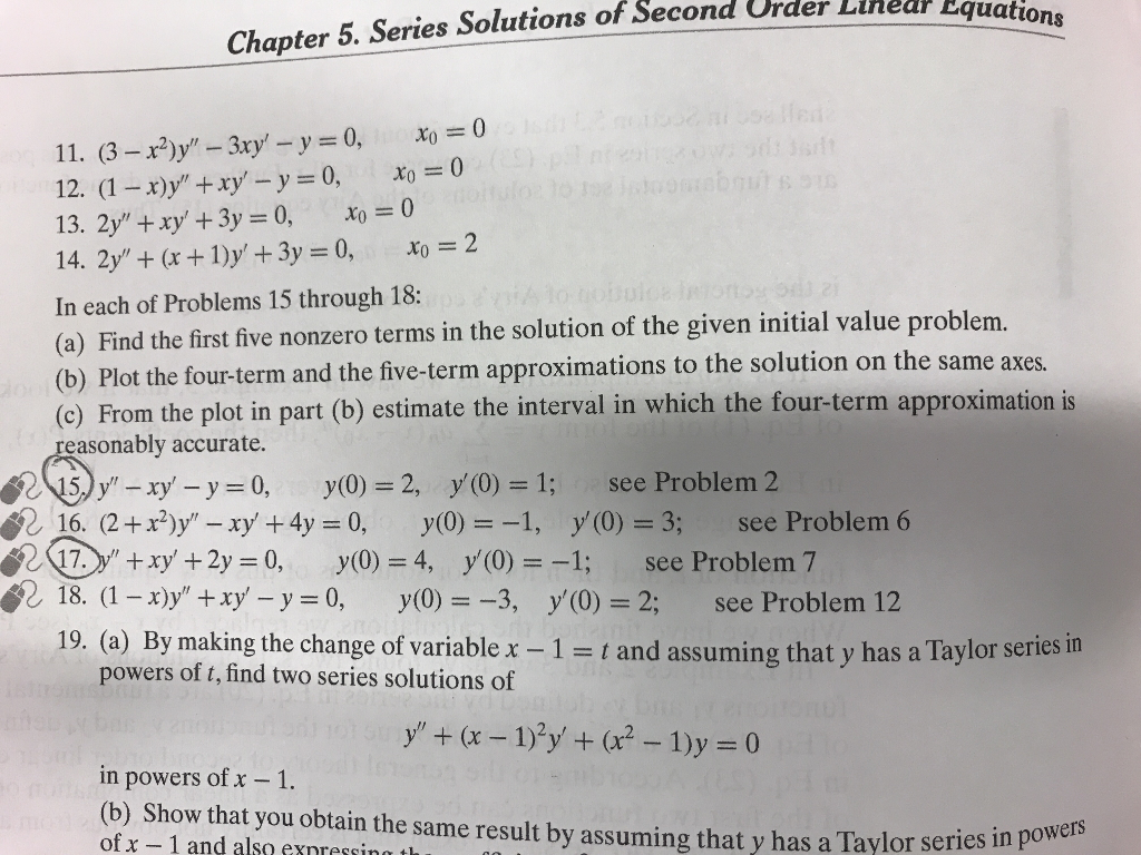 Solved Equata quations Urder LHea Chapter 5. Series | Chegg.com