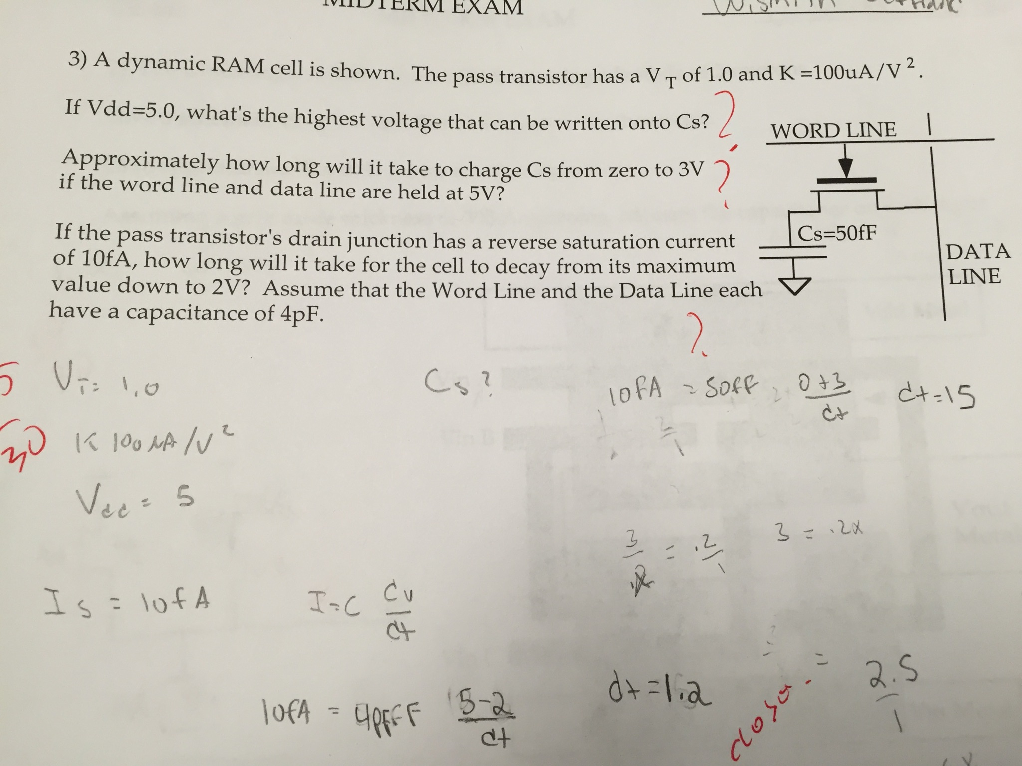 3) A dynamic RAM cell is shown. The pass transistor | Chegg.com