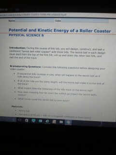 Potential and Kinetic Energy of a Roller Coaster | Chegg.com