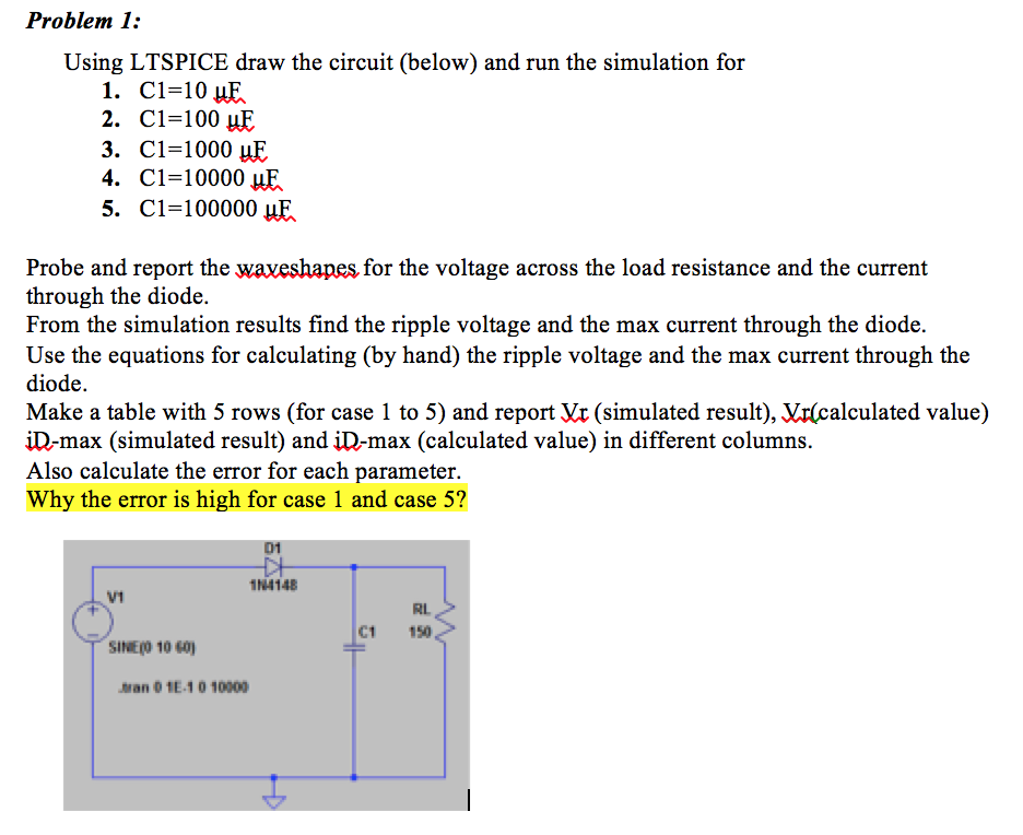 Solved Using LTSPICE draw the circuit (below) and run the | Chegg.com