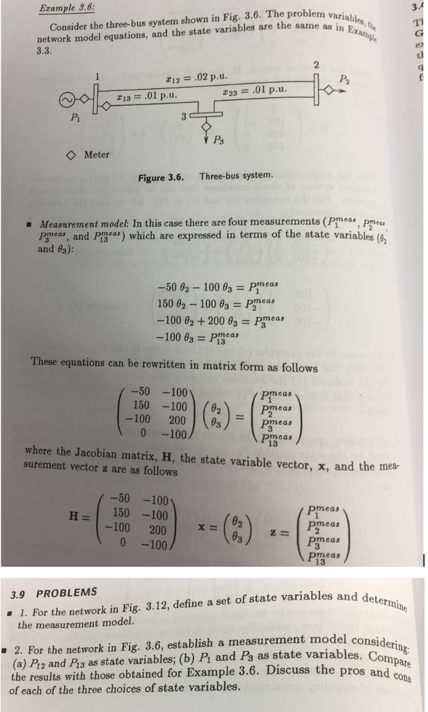 Consider the three-bus system shown in Fig. 3.6. The | Chegg.com