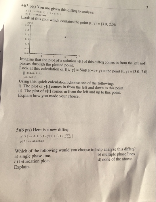 Solved You are given this diffeq to analyze: y' [t] = | Chegg.com