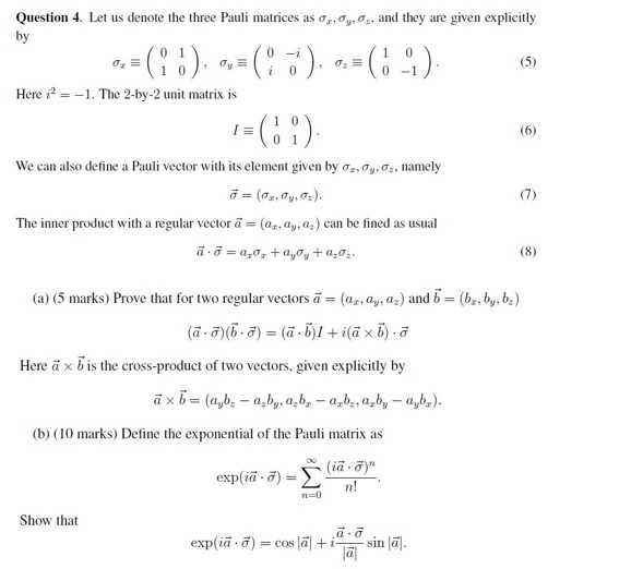 Solved Let us denote the three Pauli matrices as sigma_z, | Chegg.com