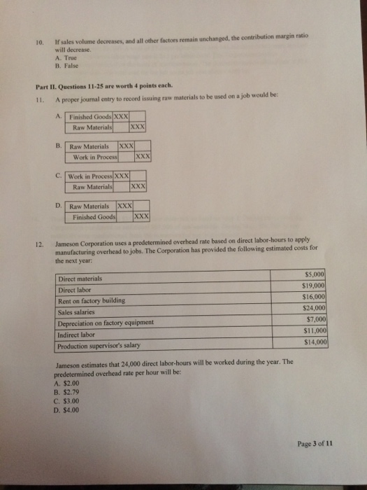 Solved If sales volume decreases, and all other factors | Chegg.com