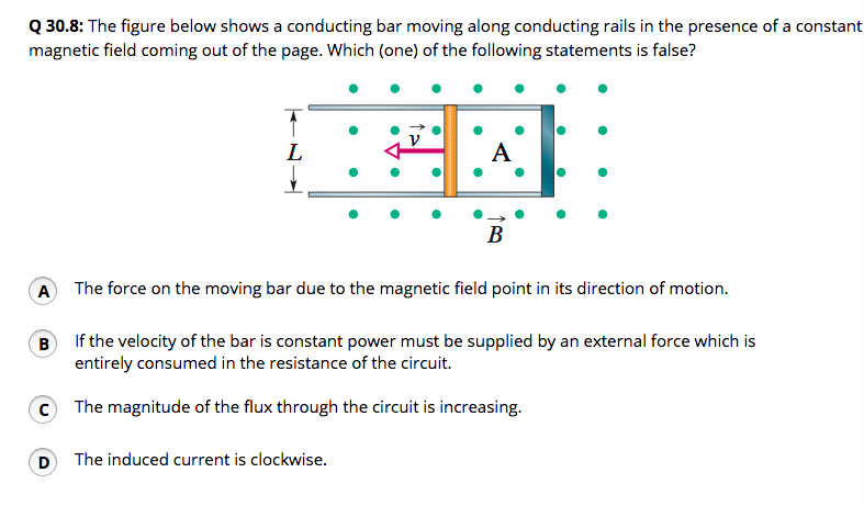 Solved The figure below shows a conducting bar moving along | Chegg.com