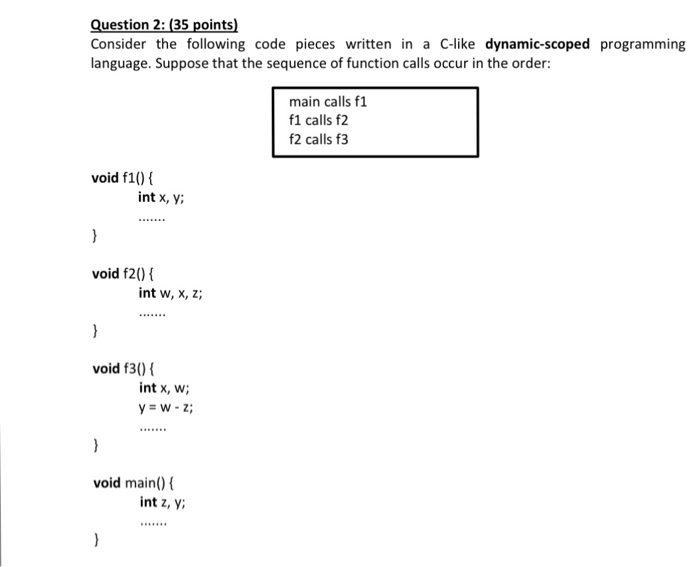 Solved Question 2: (35 points) Consider the following code | Chegg.com