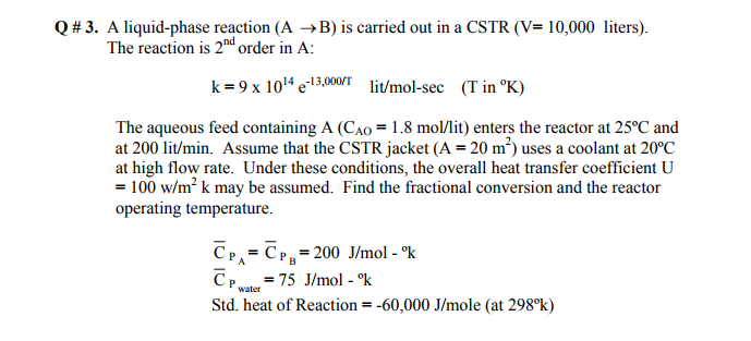Solved A liquid-phase reaction (A -> B) is carried out in a | Chegg.com