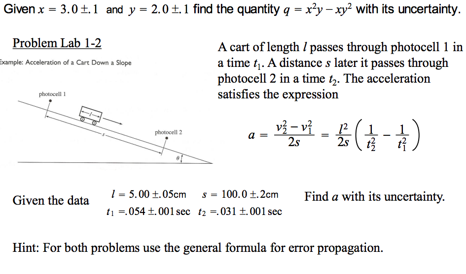 Solved Given x = 3.0 plusminus. 1 and y = 2.0 plusminus. 1 | Chegg.com