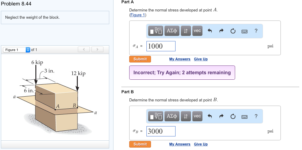 Solved Problem 8.44 Neglect the weight of the block. Part A | Chegg.com