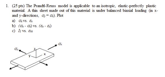 Solved 1. (25 pts) The Prandtd-Reuss model is applicable to | Chegg.com