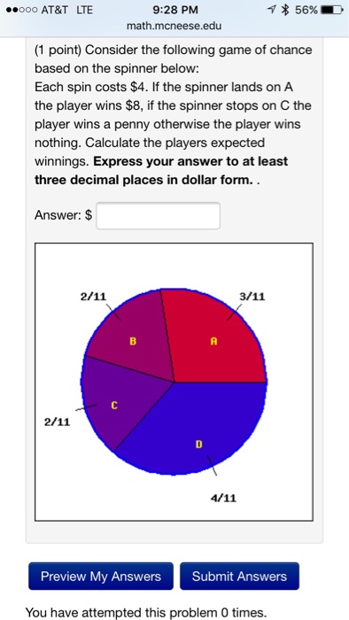 Solved Consider the following game of chance based on the | Chegg.com