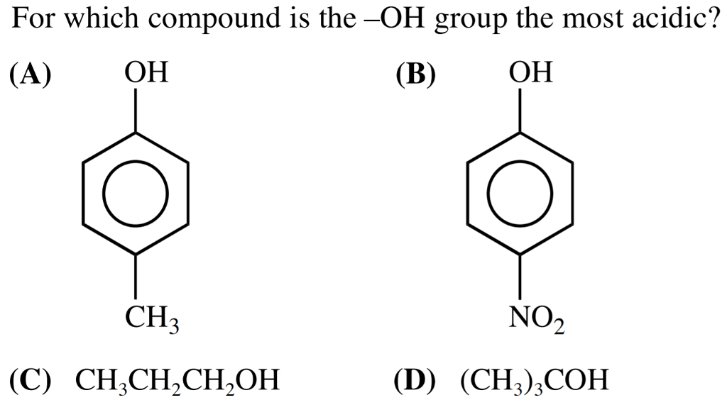 Solved For which compound is the -OH group the most acidic? | Chegg.com