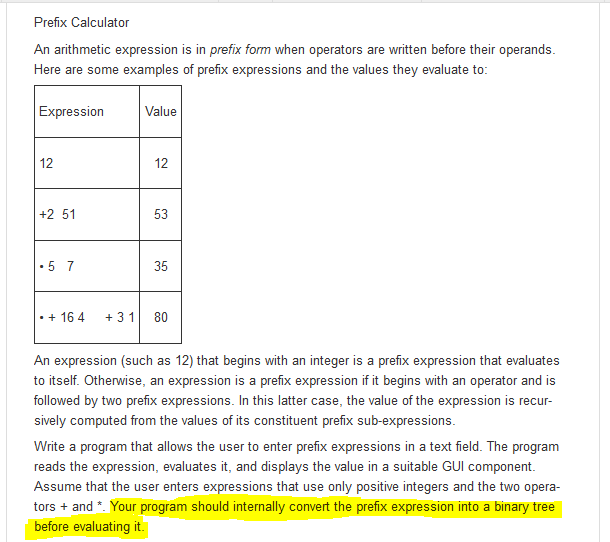 Prefix Calculator An arithmetic expression is in | Chegg.com