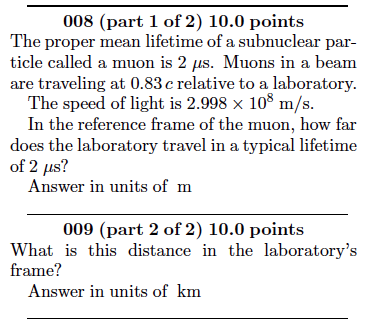 Solved The proper mean lifetime of a subnuclear particle | Chegg.com