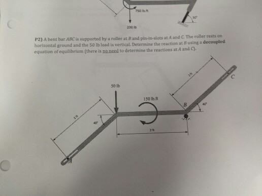 Solved A bent bar ABC is supported by a roller al B and | Chegg.com