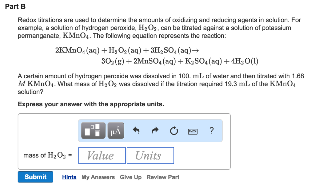 Solved Redox titrations are used to determine the amounts of | Chegg.com
