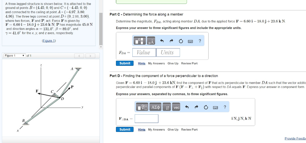 Solved Determine the magnitude, F_DA, acting along member | Chegg.com