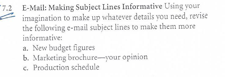 Solved E-Mail: Making Subject Lines Informative Using your | Chegg.com