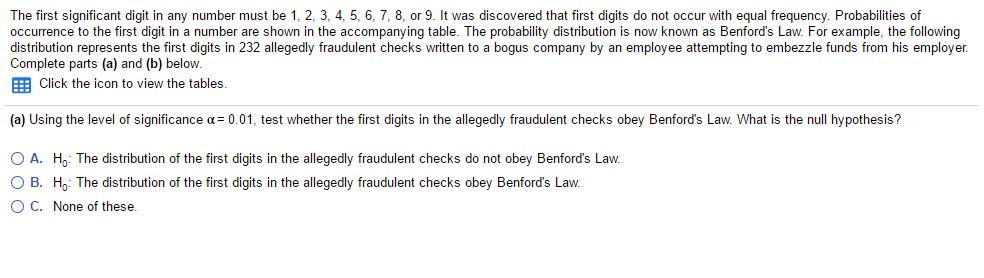 Solved The first significant digit in any number must be 1, | Chegg.com
