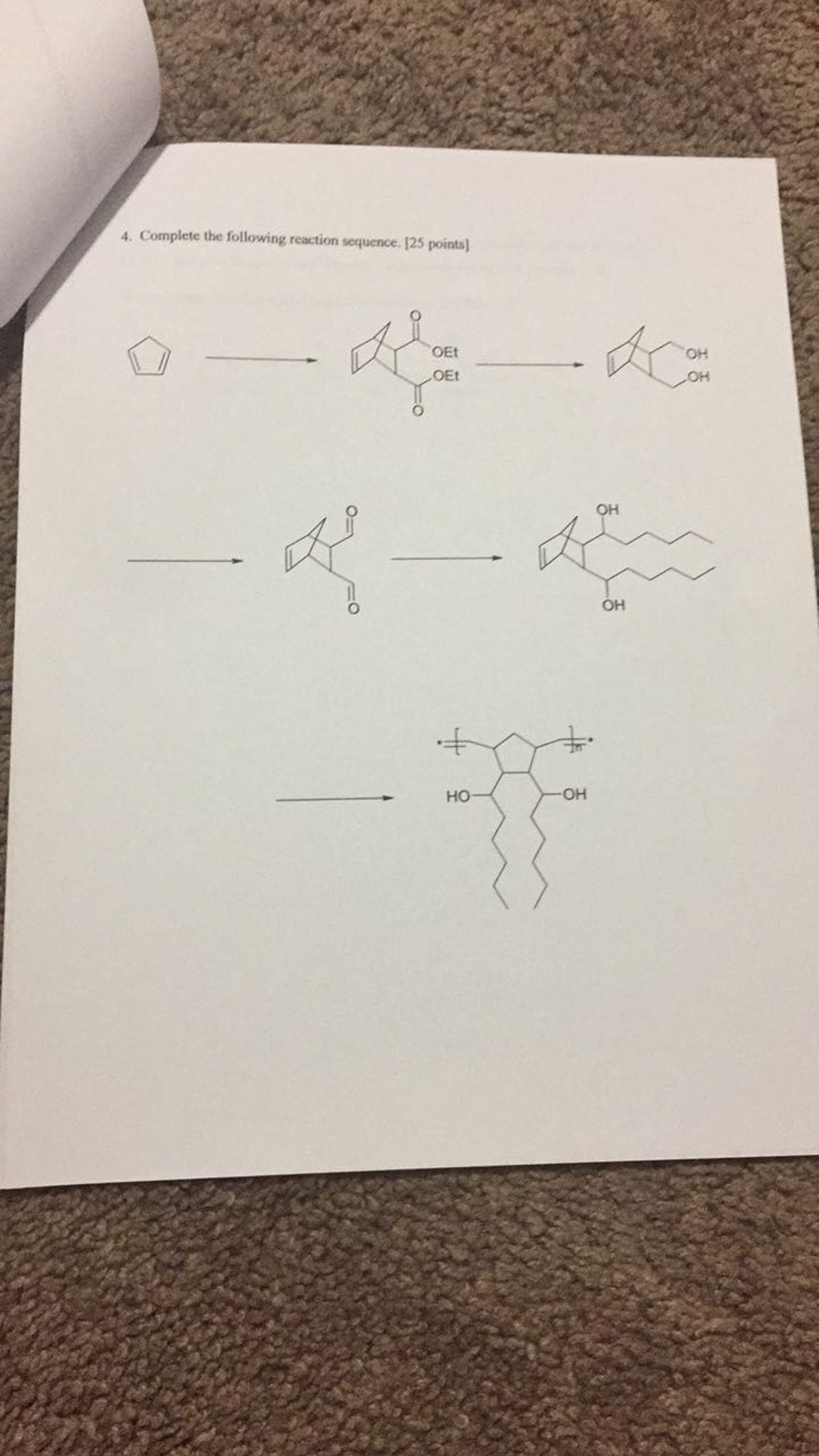 Solved 4. Complete the following reaction sequence, 125 | Chegg.com