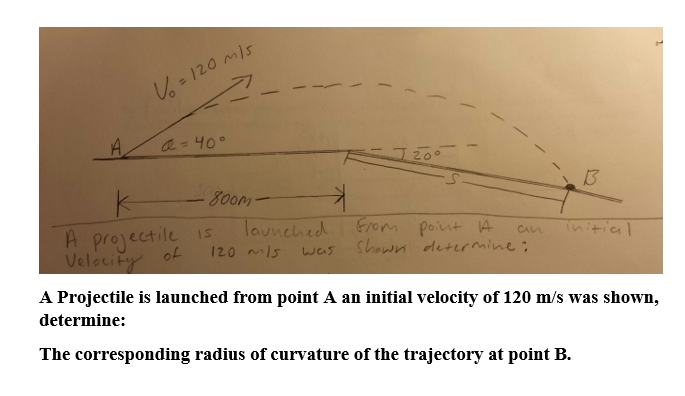 Solved A Projectile is launched from point A an initial | Chegg.com