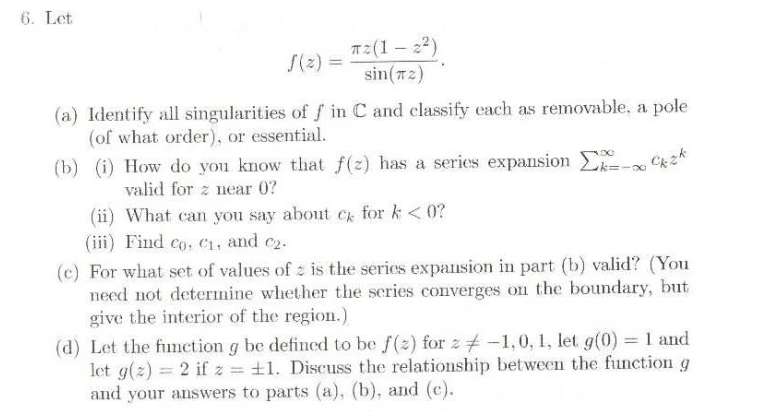Solved Let m = f(z) = pi z(1 -z^2/sin (pi z) Identify all | Chegg.com