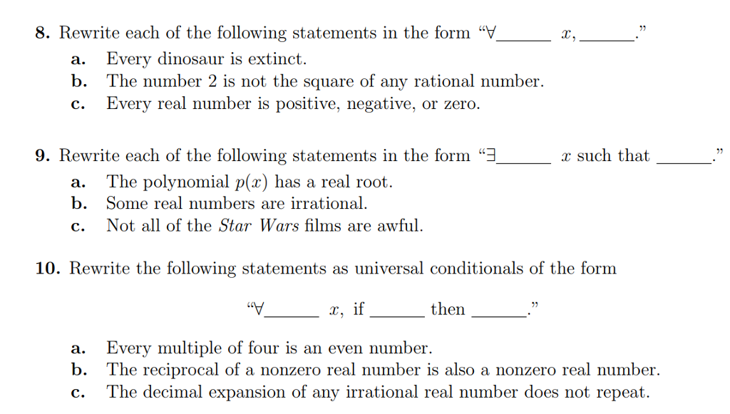Solved 8 Rewrite Each Of The Following Statements In The