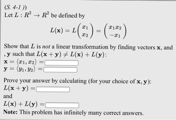 Solved Let L : R^2 ---> R^2 be defined by L(x) = L(x1 x2) = | Chegg.com