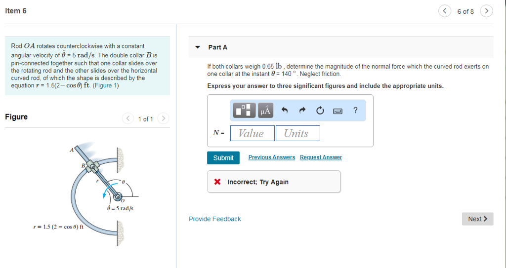 Solved Item 6 6 Of 8 Rod Oa Rotates Counterclockwise With A 