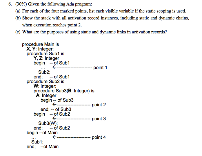 Solved Given The Following Ada Program For Each Of The 5191