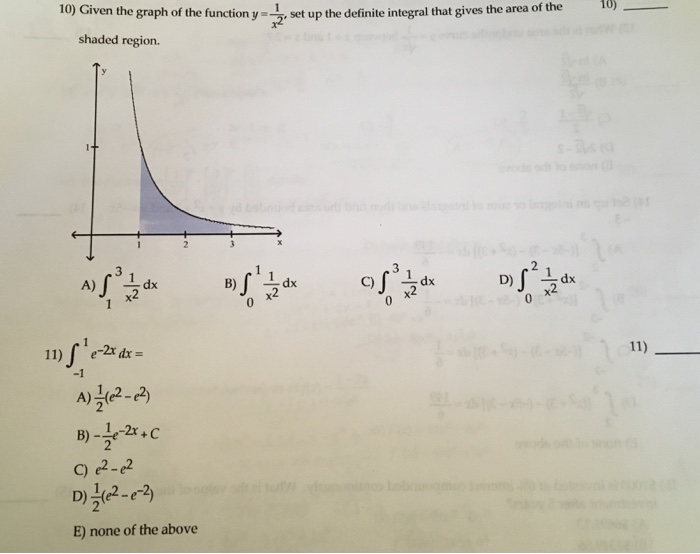 Solved Given the graph of the function y =1/x^2, set up the | Chegg.com
